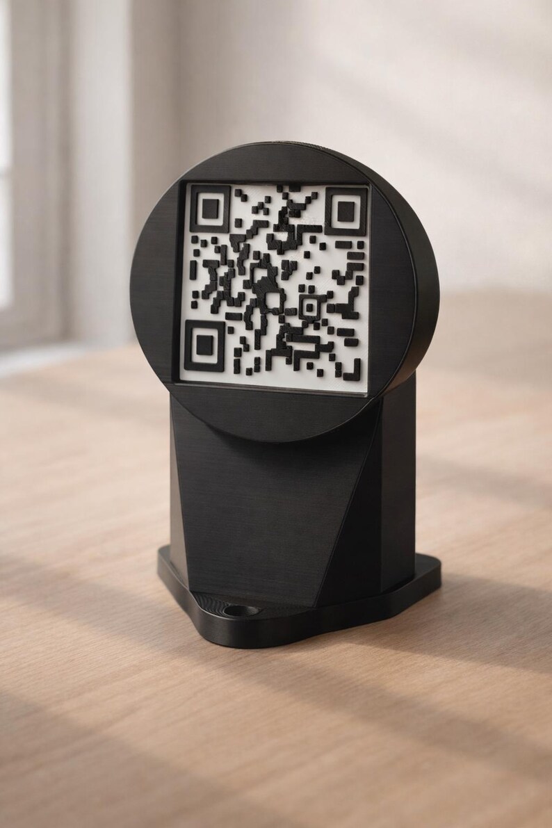 QR Code Desk Stand STL/3MF Dual Pen Holder, Sticky Note, Insert QR ...