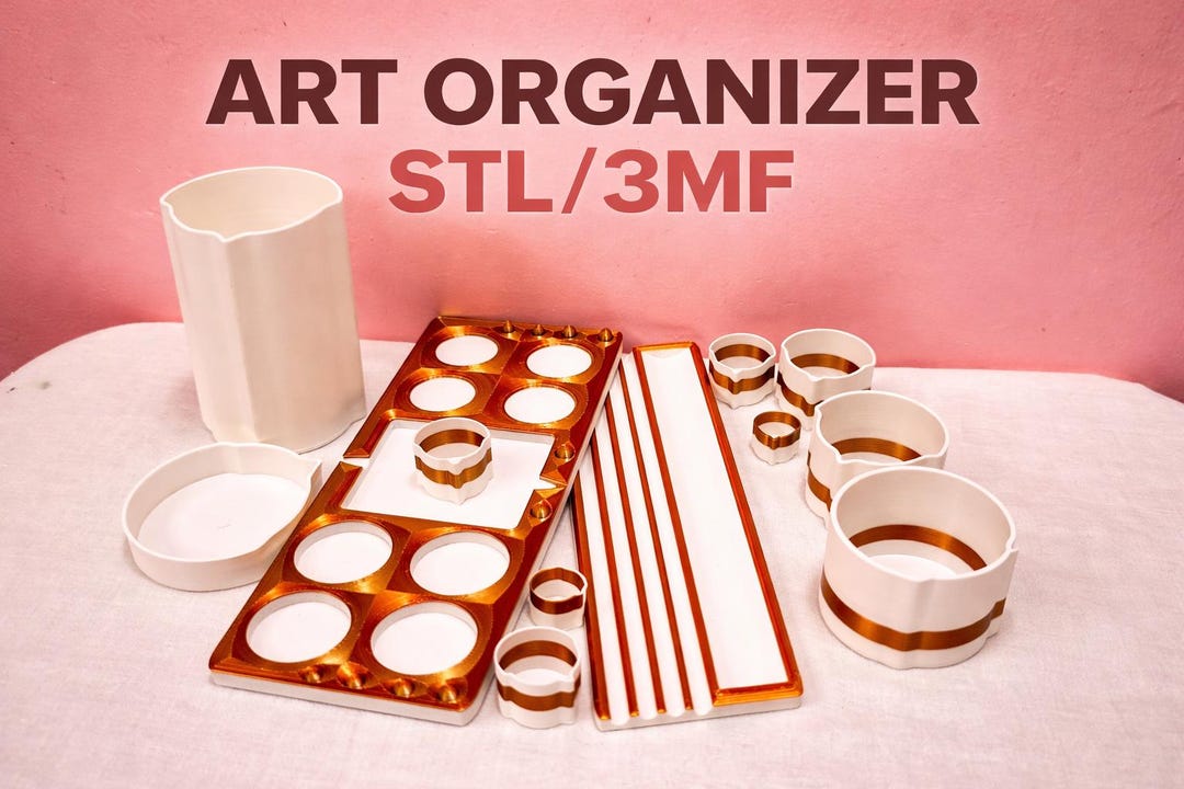 ART'S ORGANIZER 3D Print File,2 Pad Trays,6cup,1holder,multifunctional ...