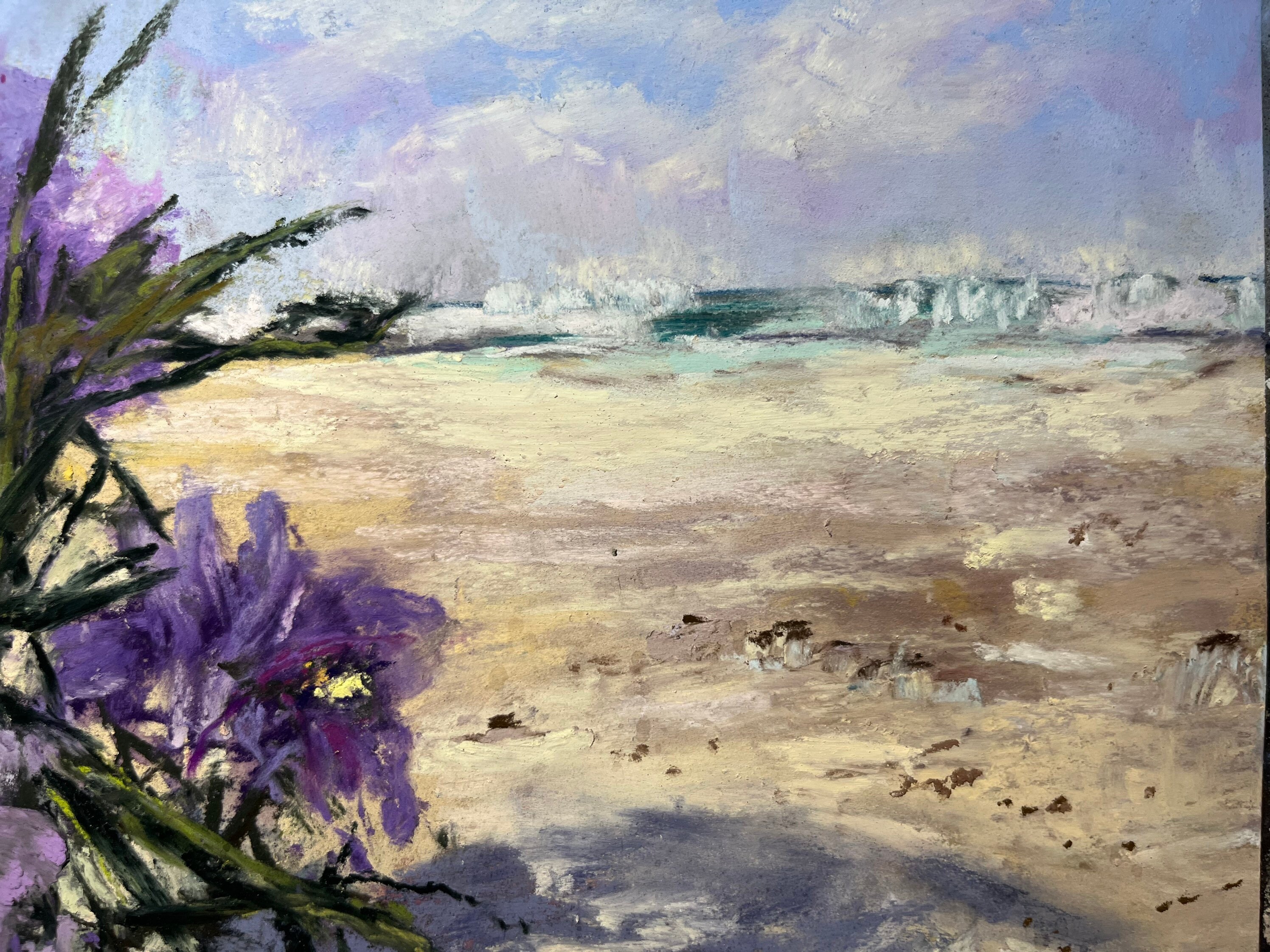 Violet European Searocket Beach Flower Original Seascape Soft Pastel ...