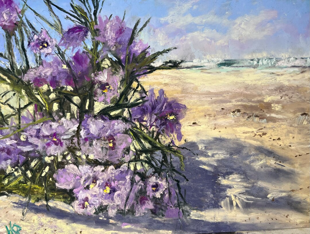 Violet European Searocket Beach Flower Original Seascape Soft Pastel ...