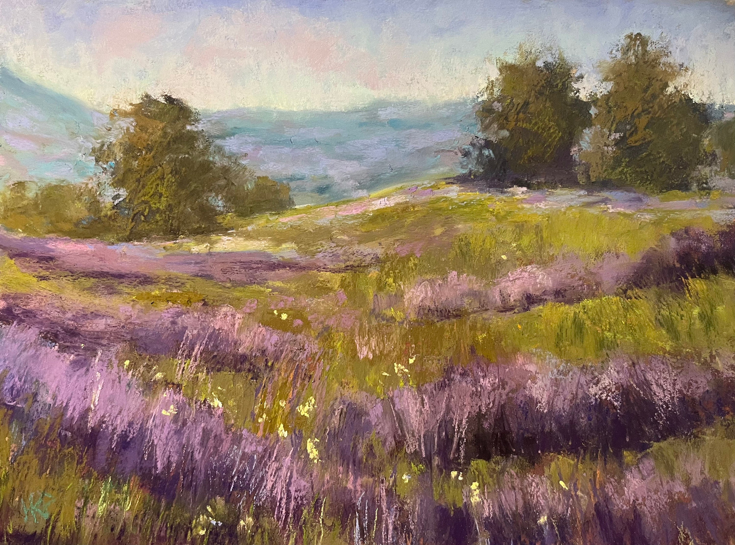 Fields of Lavender Flowers Original Soft Pastel Landscape Painting - Etsy