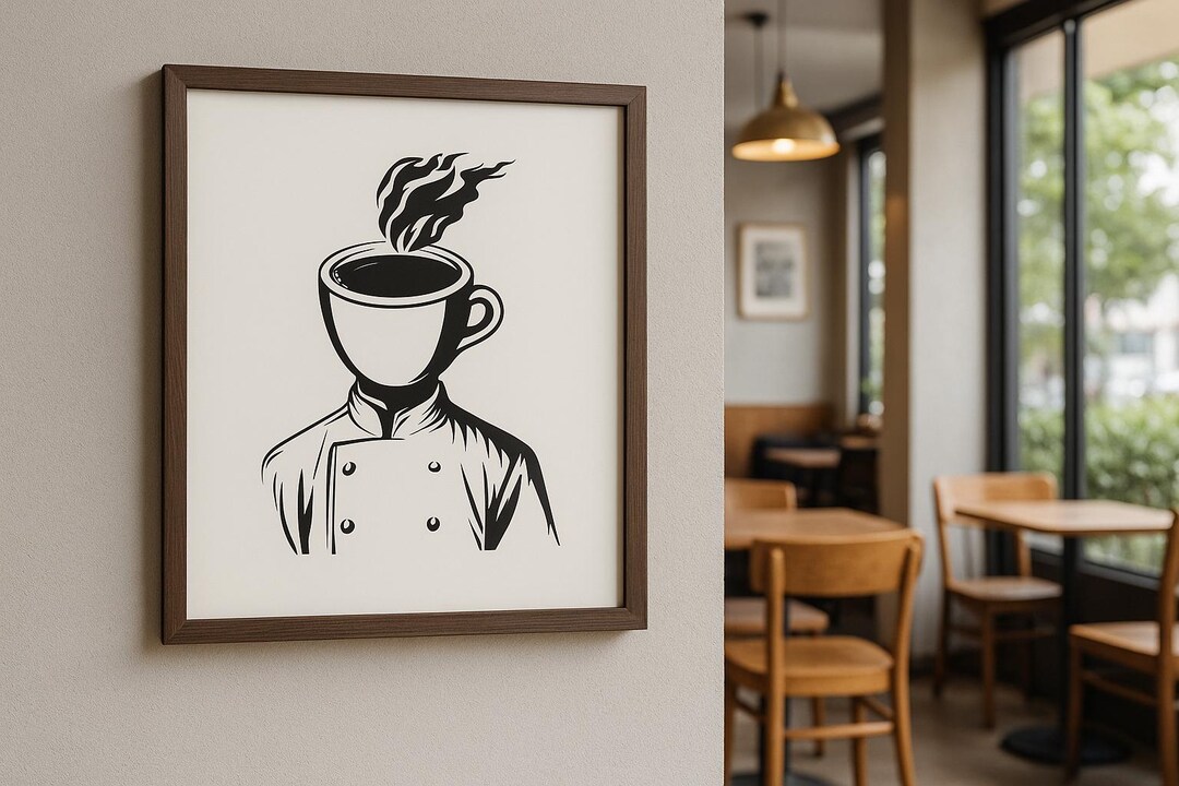 Coffee Head Barista Wall Art – Minimalist Line Drawing Print ...