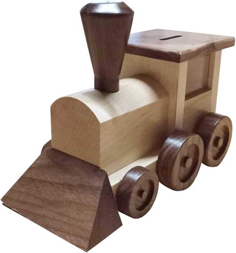 Genuine Wooden Piggy Train Bank Handmade Wooden Train Bank - Etsy