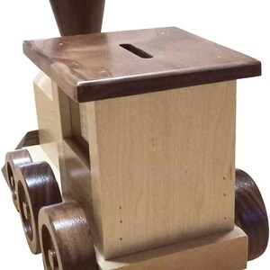Genuine Wooden Piggy Train Bank | Handmade Wooden Train Bank | Solid ...