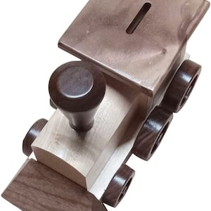 Genuine Wooden Piggy Train Bank | Handmade Wooden Train Bank | Solid ...