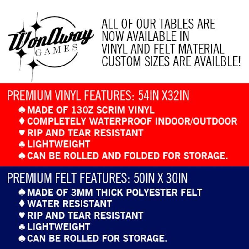Wonaway Casino Mini Baccarat Layout Mat, Professional Gaming Table Mat ...