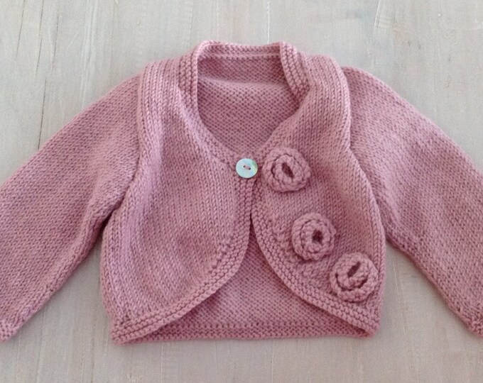 Beautiful Pure Wool Rose Cardigan..... Hand Knitted in New - Etsy