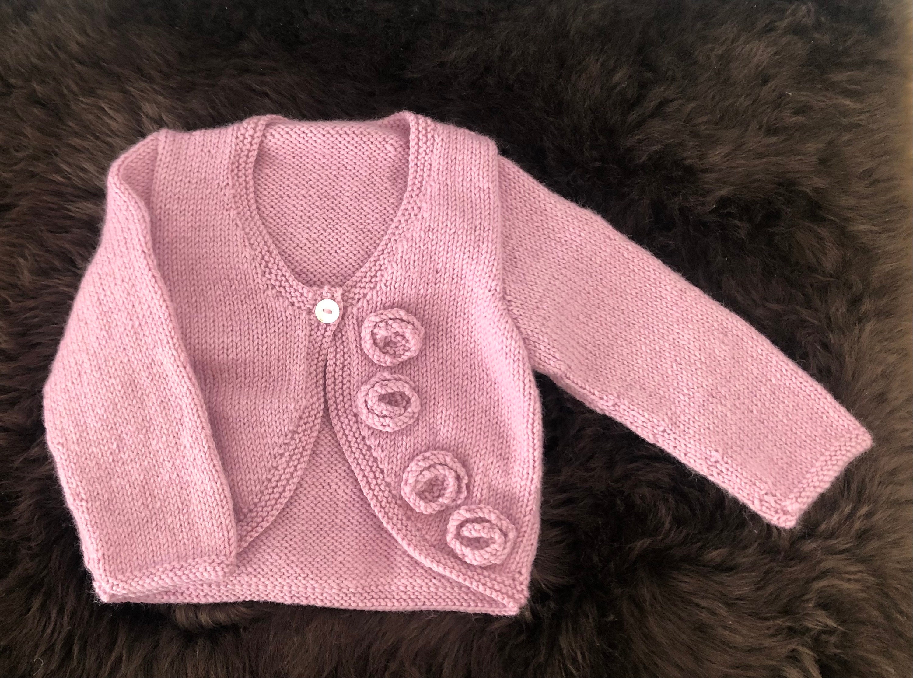 Beautiful Pure Wool Rose Cardigan..... Hand Knitted in New - Etsy