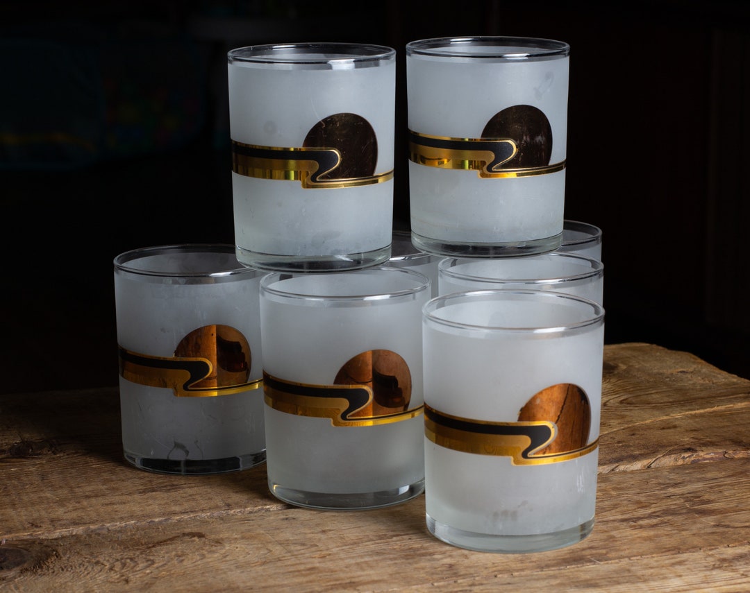 Vintage Culver Glassware Set of 8 Sunset 22k Gold Tumblers - Etsy