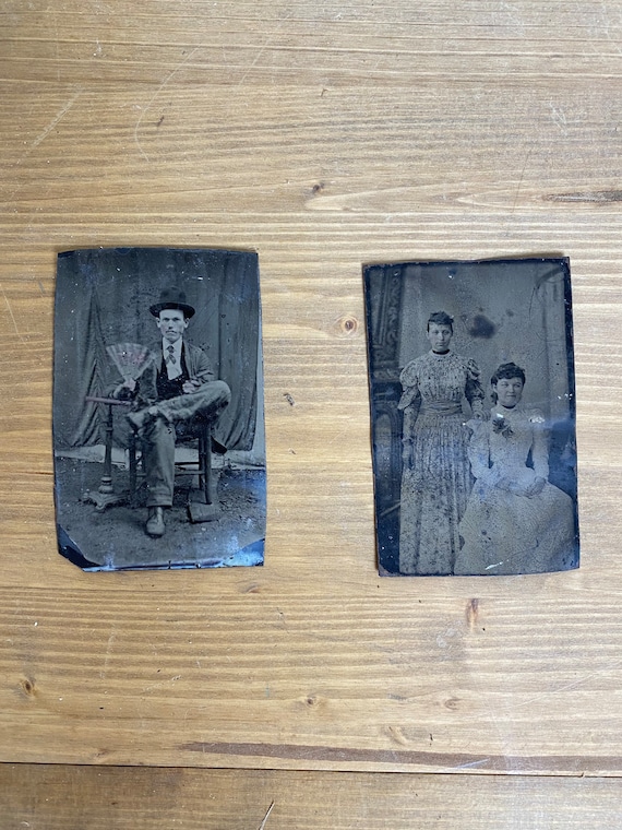 Pair of Antique Tin Type Photos - Etsy