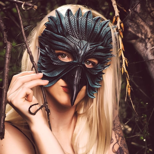 Black Raven Handmade Genuine Leather Mask - Etsy