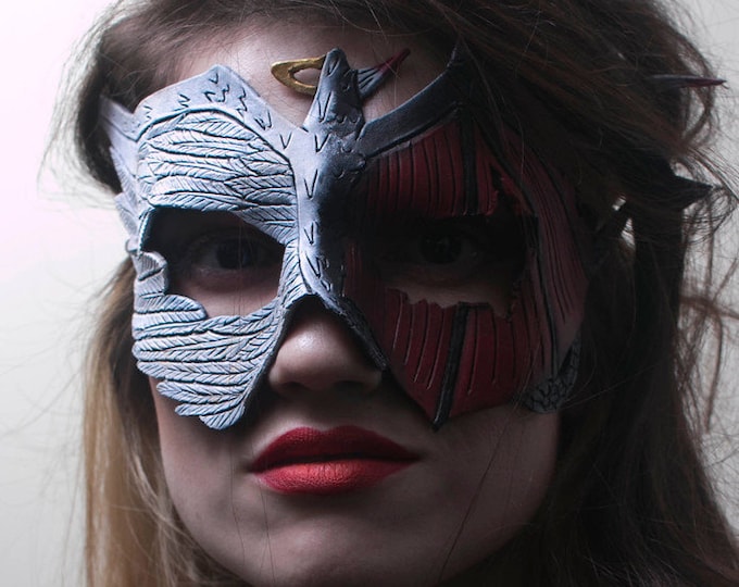 Angel Devil Handmade Genuine Leather Mask in Red and White for ...