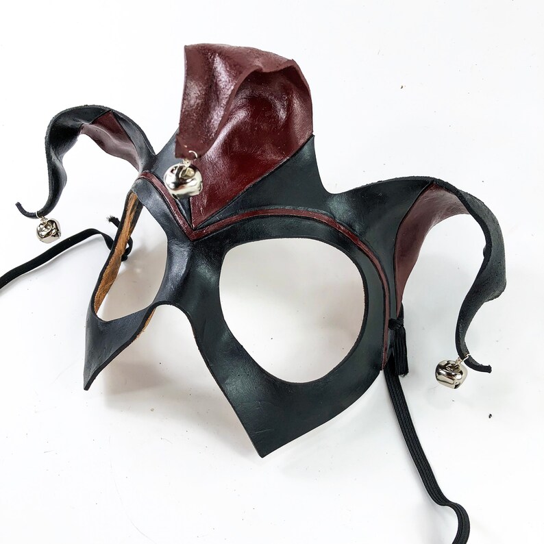 Handmade Genuine Leather Jester Mask in Red and Black | Etsy