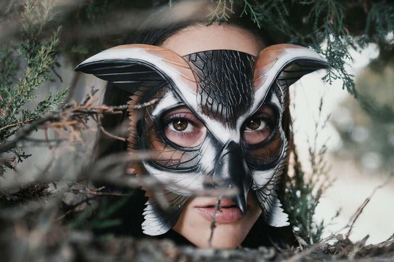 Horned Owl Handmade Genuine Leather Mask - Etsy