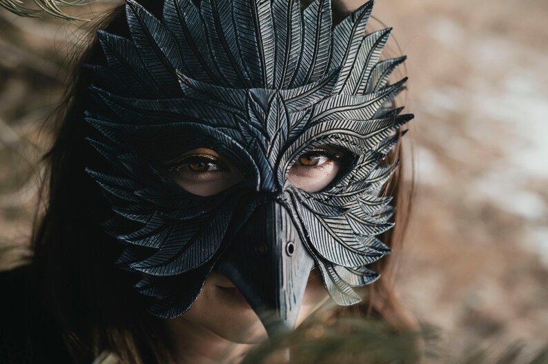 Black Raven Handmade Genuine Leather Mask - Etsy