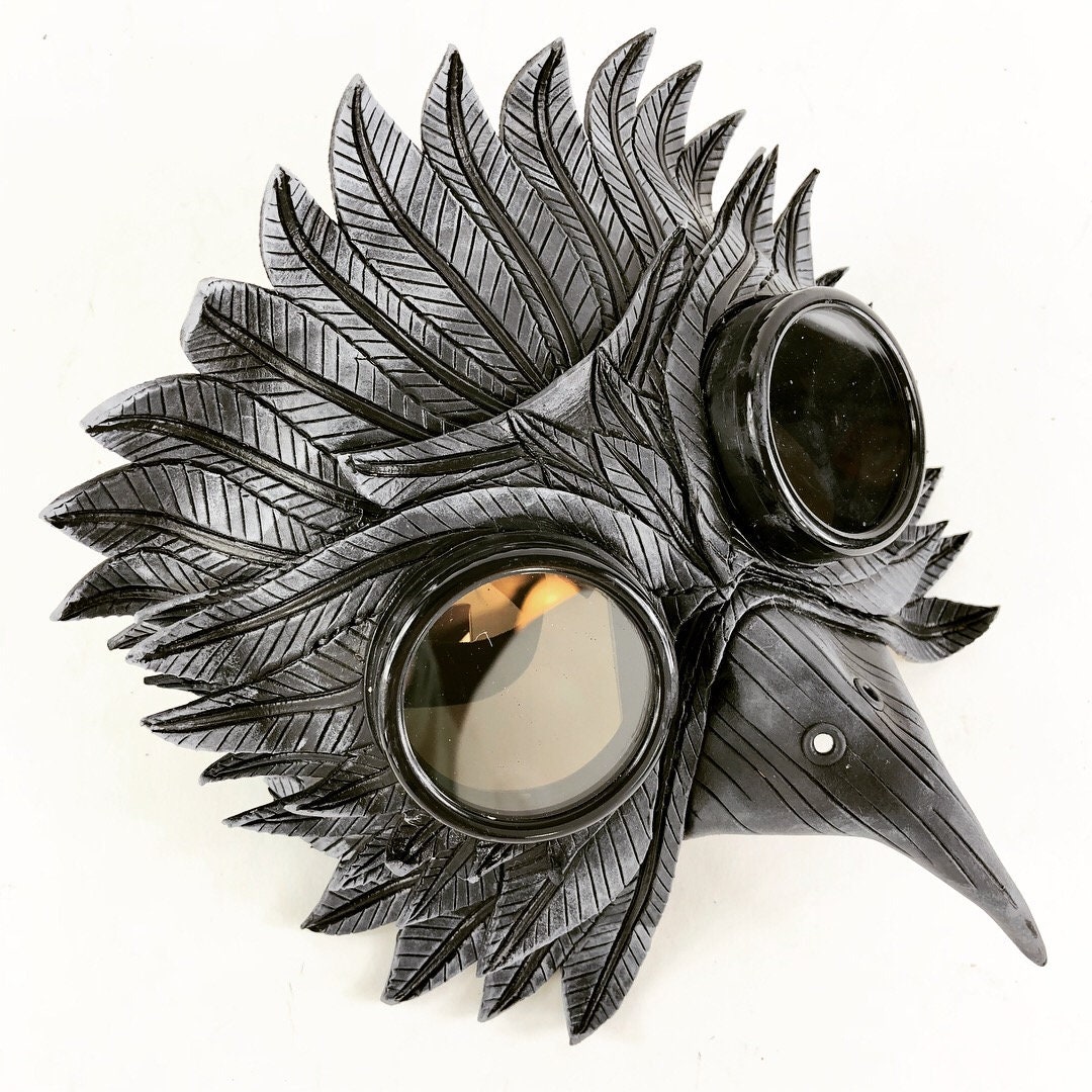 Black Raven Goggles Handmade Genuine Leather Mask - Etsy