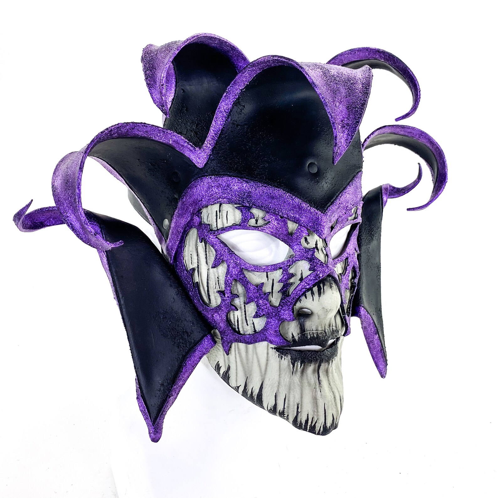 Venetian Inspired Jester Mask in Purple and Black Wearable - Etsy UK