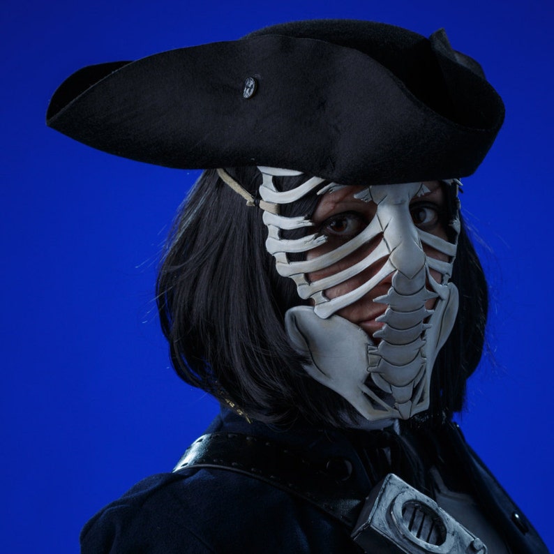 Skeleton Handmade Genuine Leather Mask in White - Etsy