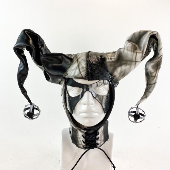 In Stock Handcrafted Genuine Leather Jester Mask in Black - Etsy