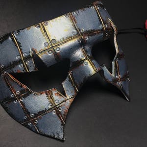 Handmade Genuine Leather Mask in Silver Rust - Etsy