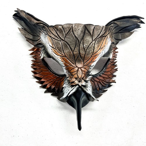 In Stock Horned Owl Handmade Genuine Leather Mask - Etsy