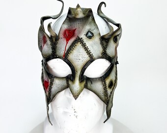 Skeleton Handmade Genuine Leather Mask in White - Etsy
