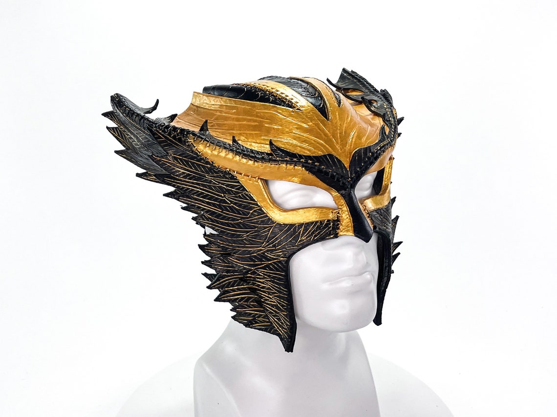 Winged Helmet Genuine Leather Mask - Etsy