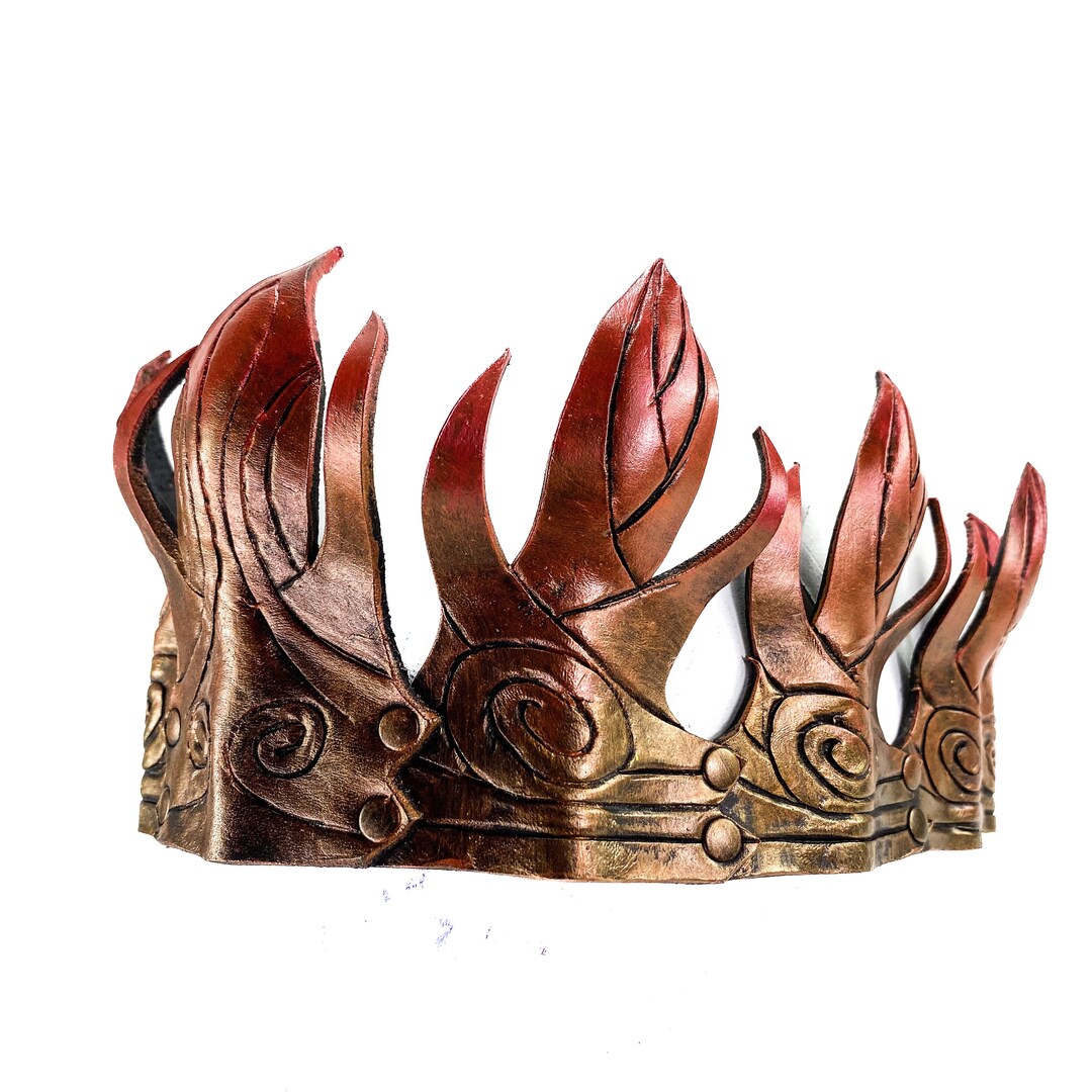 Masquerade Crown of Handmade Genuine Leather in Gold and Red Gradient ...