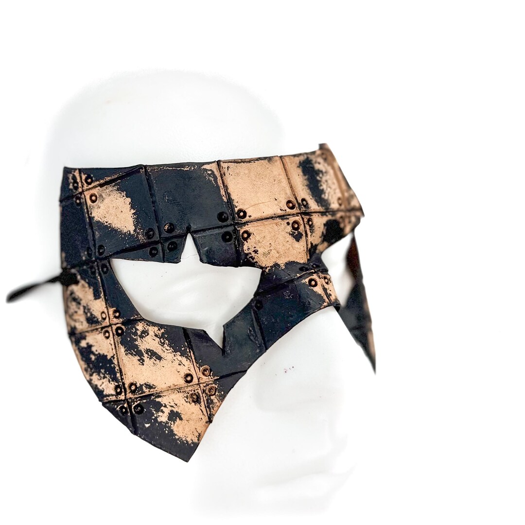 Ink Blot Handmade Genuine Leather Mask in Washed Black Paint and Nude ...