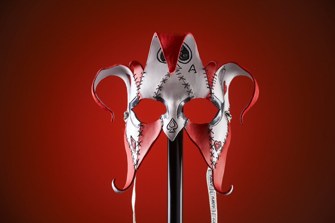 The Joker's Card-joker Jester Handmade Genuine Leather Mask in Red - Etsy