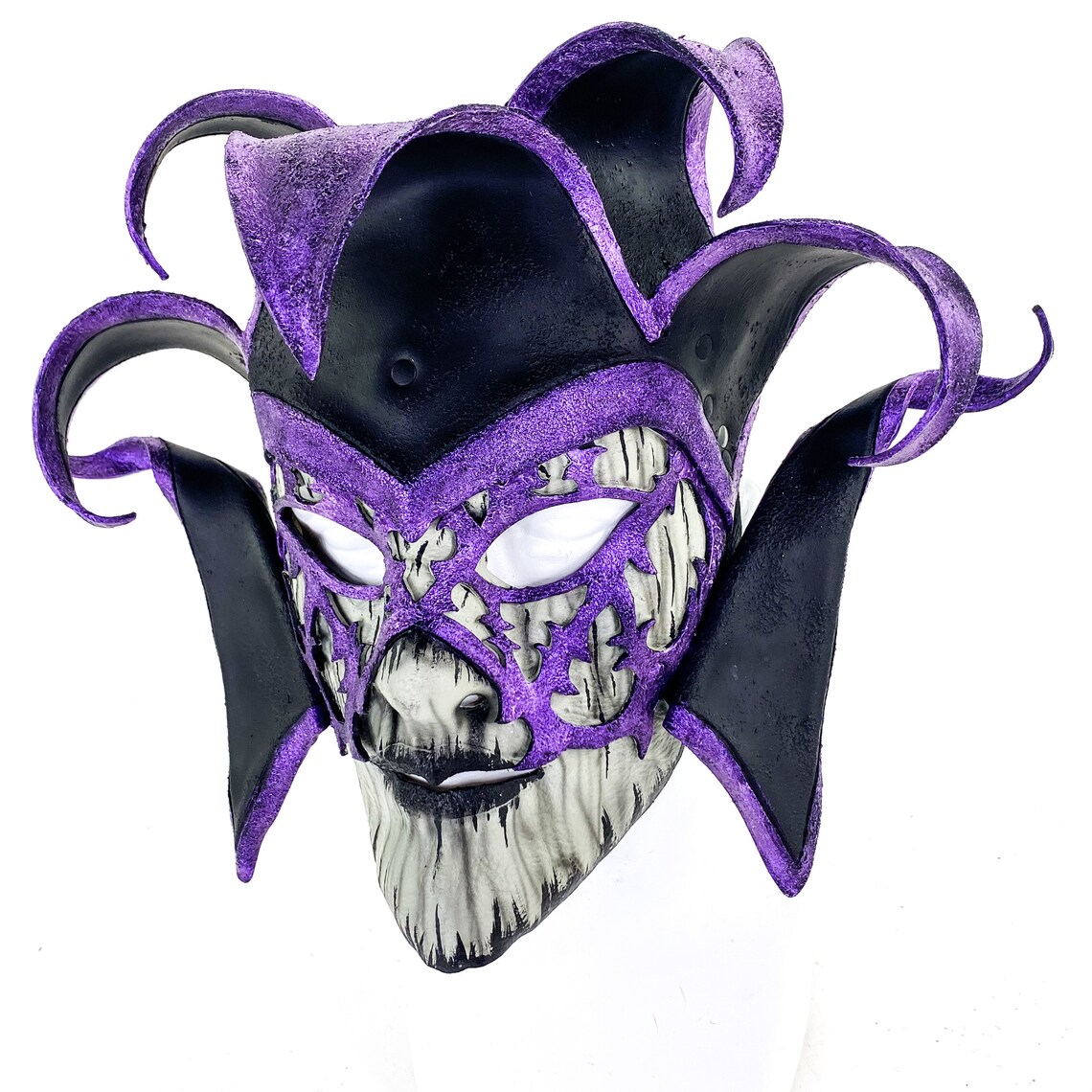 Venetian Inspired Jester Mask in Purple and Black Wearable - Etsy UK