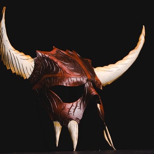 Handmade Genuine Leather Mask With Horns in Natural Colors - the Horned ...