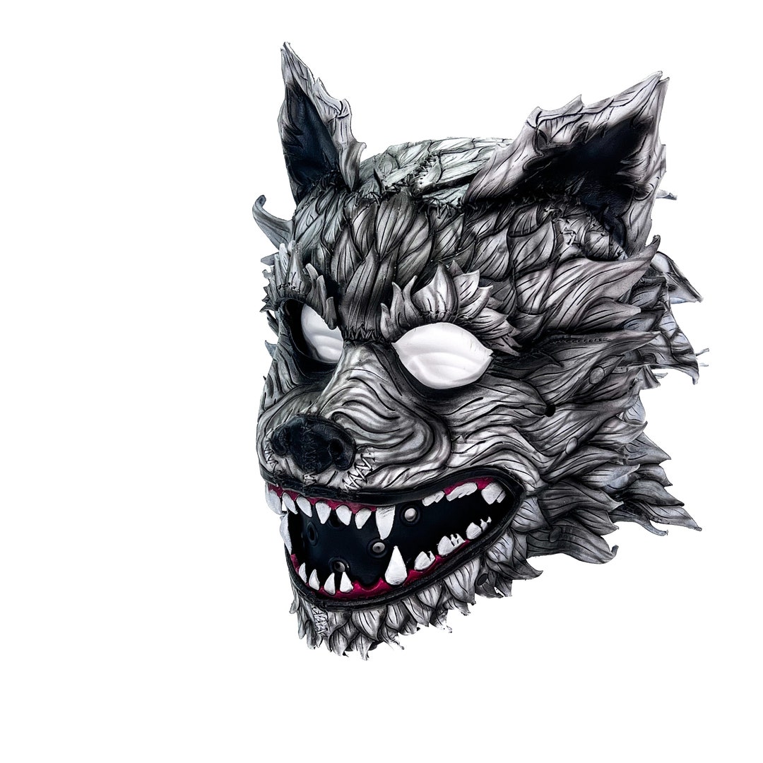The Grey Lycan - Handmade Genuine Leather Helmet Mask - Etsy