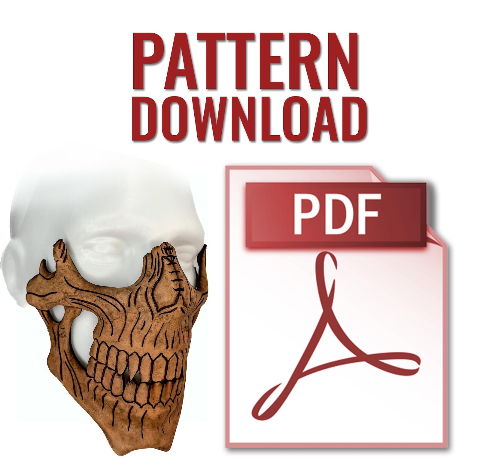 Skull Mouth Mask Printable Pattern With Instructional Guide - Etsy