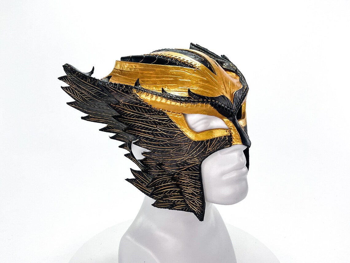 Winged Helmet Genuine Leather Mask - Etsy