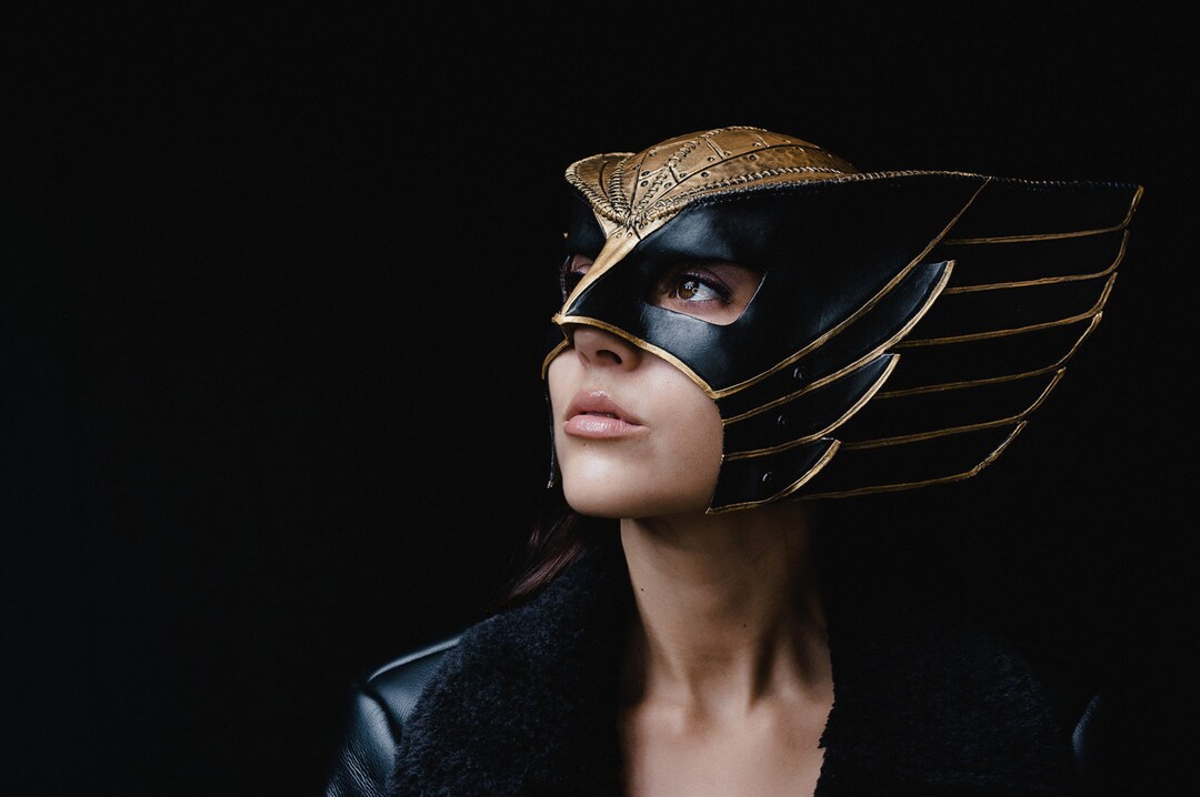 Winged Helmet Genuine Leather Mask - Etsy