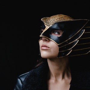 Winged Helmet Genuine Leather Mask - Etsy
