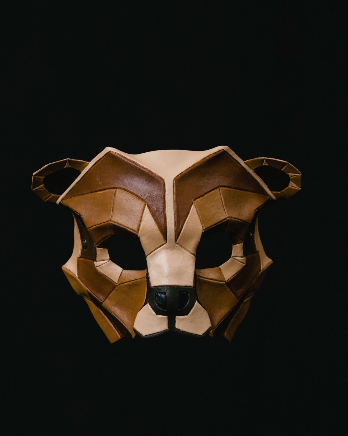 Geometric Grizzly Bear Leather Mask - Etsy