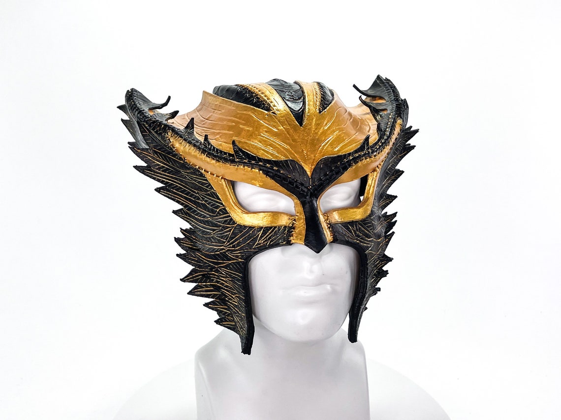 Winged Helmet Genuine Leather Mask - Etsy