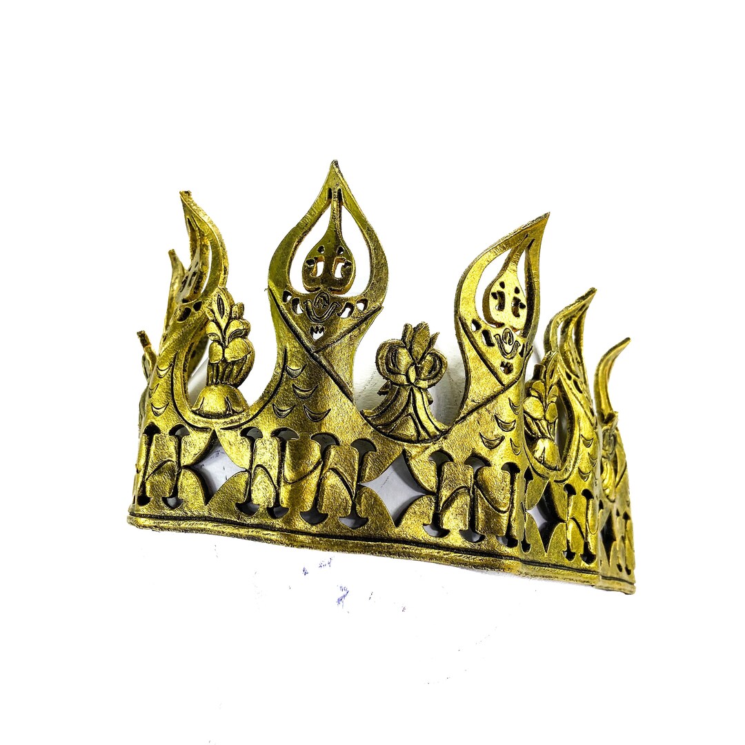 Masquerade Crown of Handmade Genuine Leather in Gold - Etsy