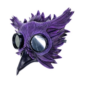 Purple Horned Owl Goggles Handmade Genuine Leather Mask - Etsy