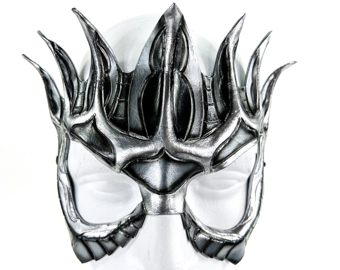 Masquerade Crown Mask of Handmade Genuine Leather in Metallics