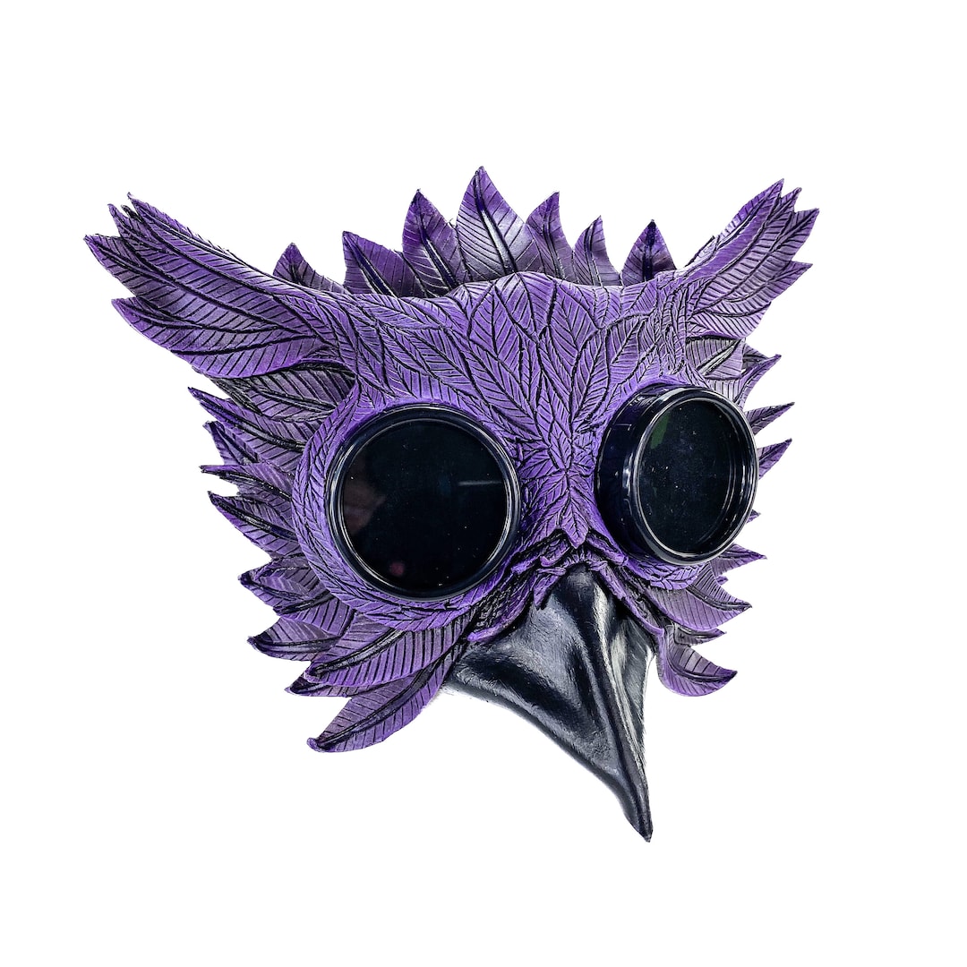 Purple Horned Owl Goggles Handmade Genuine Leather Mask - Etsy