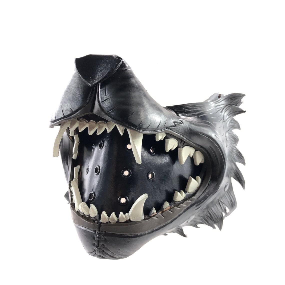 Black Wolf Handmade Genuine Leather Riding Mouth Mask - Etsy