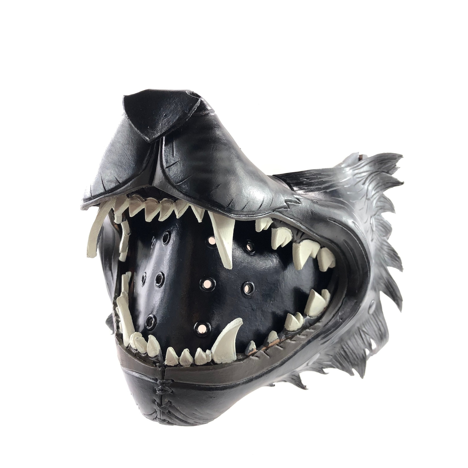 Black Wolf Handmade Genuine Leather Riding Mouth Mask - Etsy