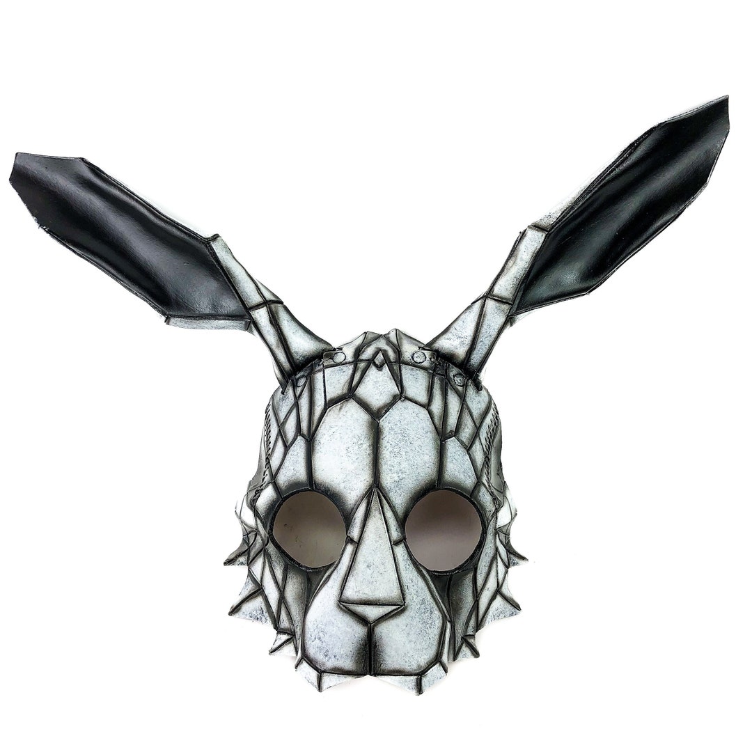 In Stock - Geometric Bunny Leather Mask in Black and White - Etsy