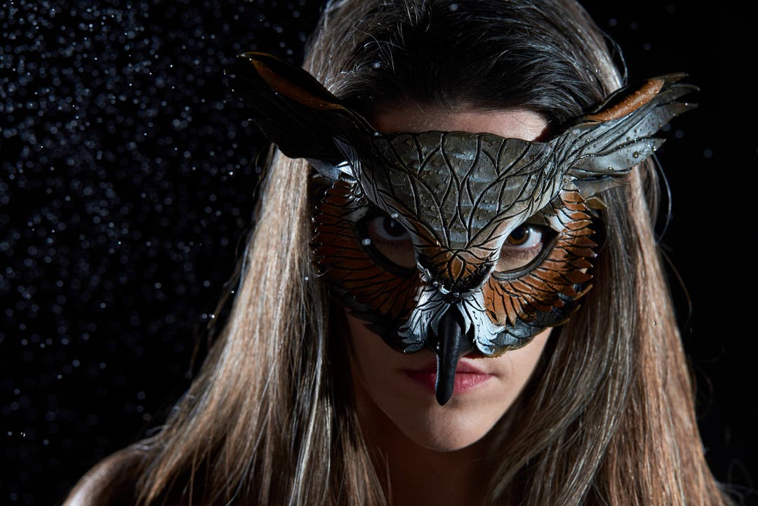 Layered Horned Owl Handmade Genuine Leather Mask - Etsy
