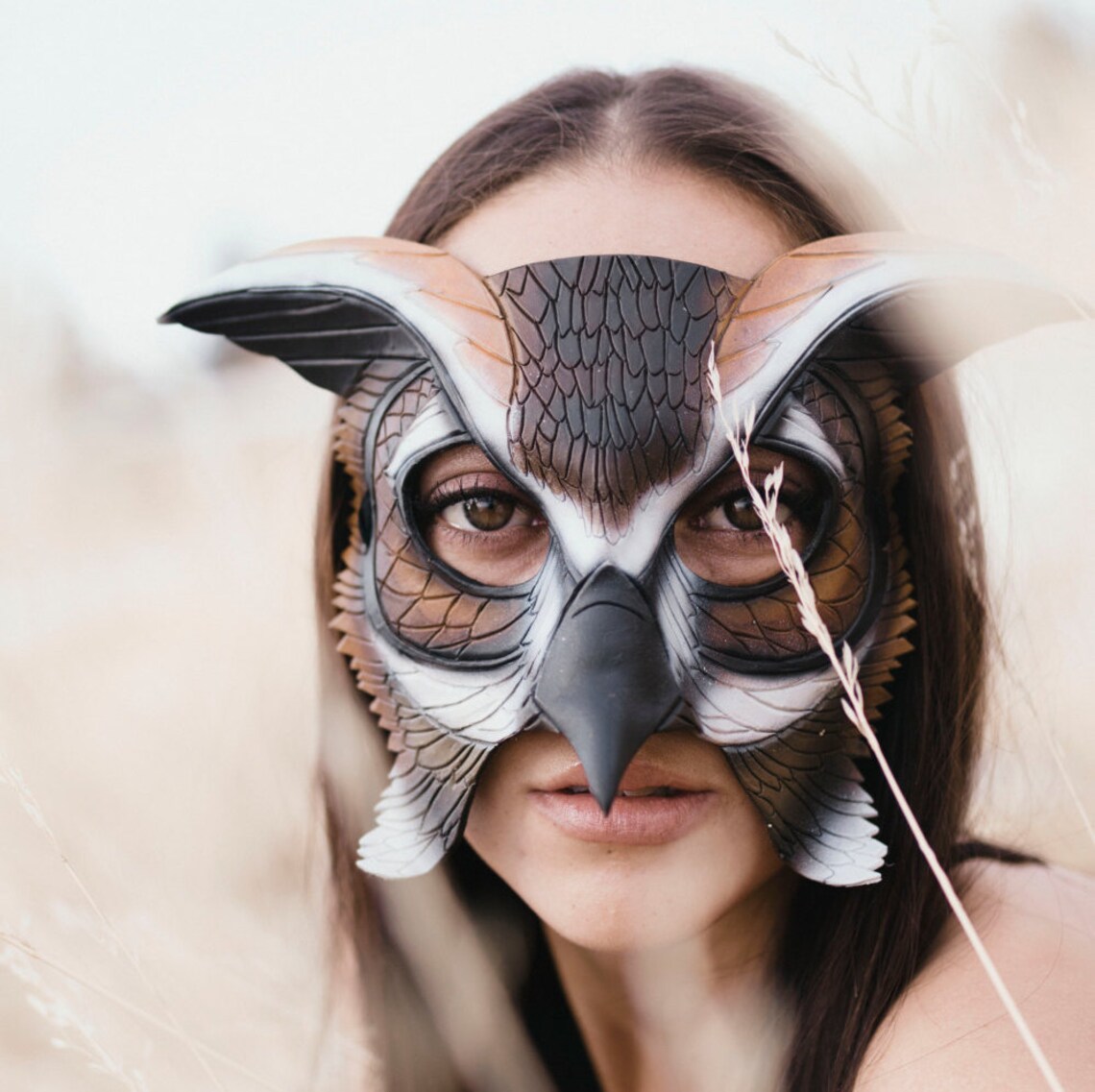 Horned Owl Handmade Genuine Leather Mask - Etsy