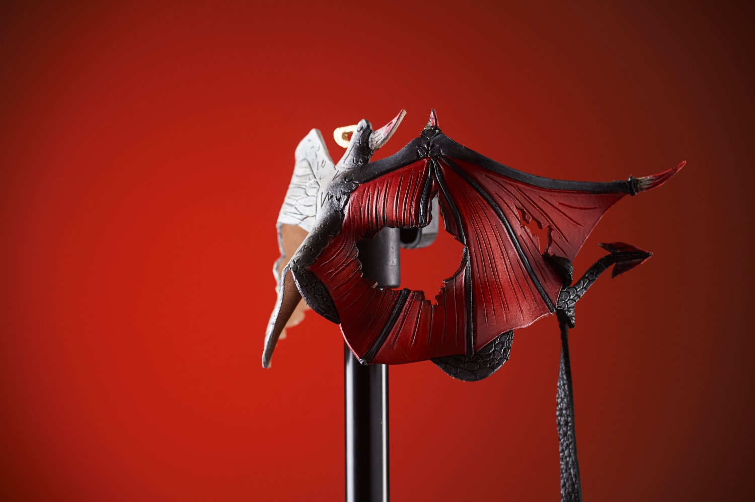 Angel Devil Handmade Genuine Leather Mask in Red and White for | Etsy