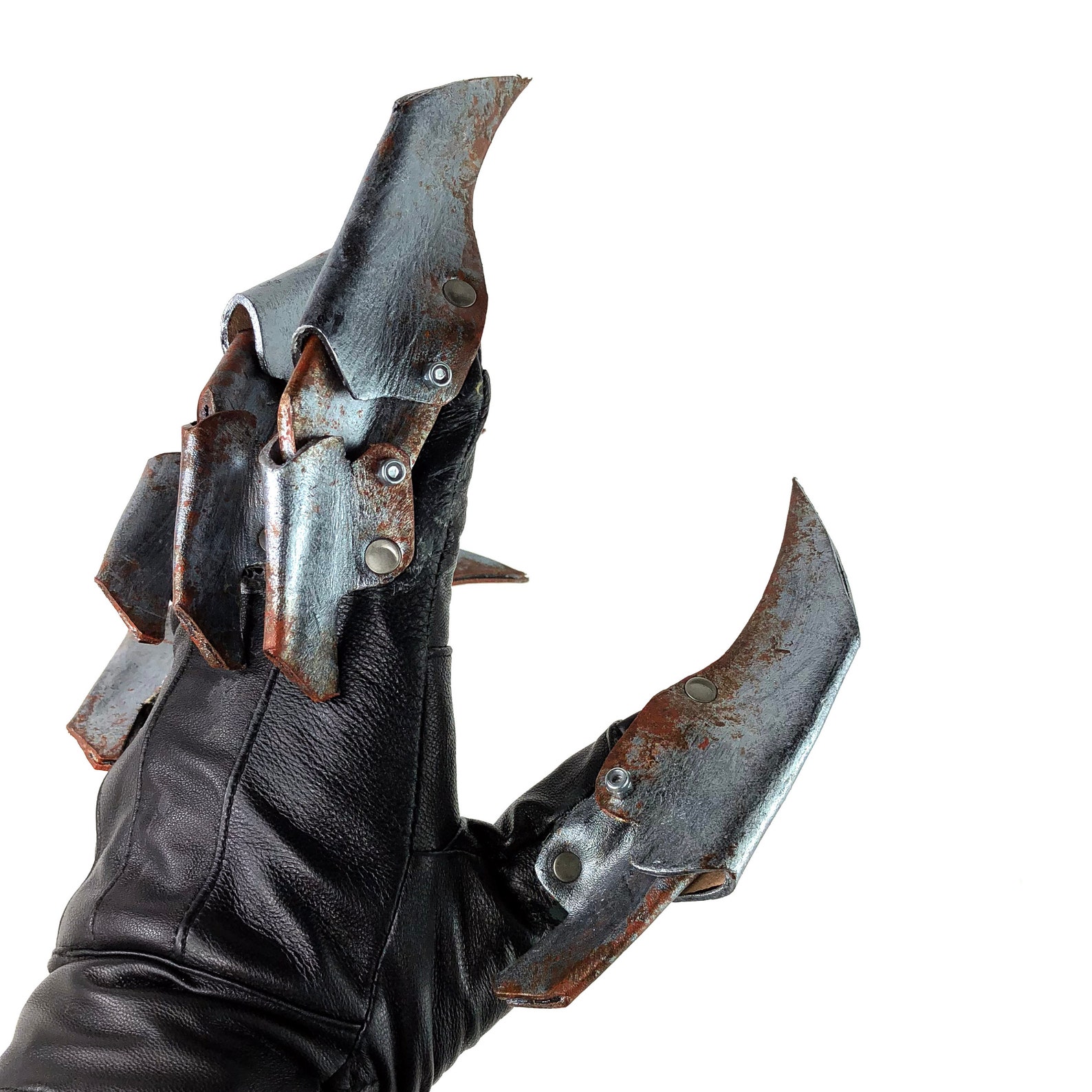 One Set of Two Handcrafted Genuine Leather Gloves With Claws in Rusted ...